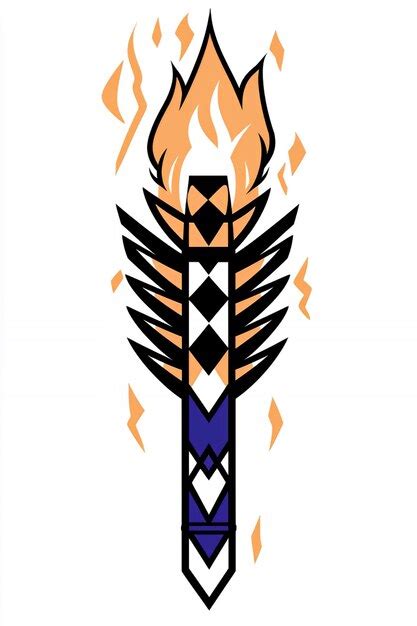 Flaming Torch With Geometric Pattern Premium Ai Generated Image