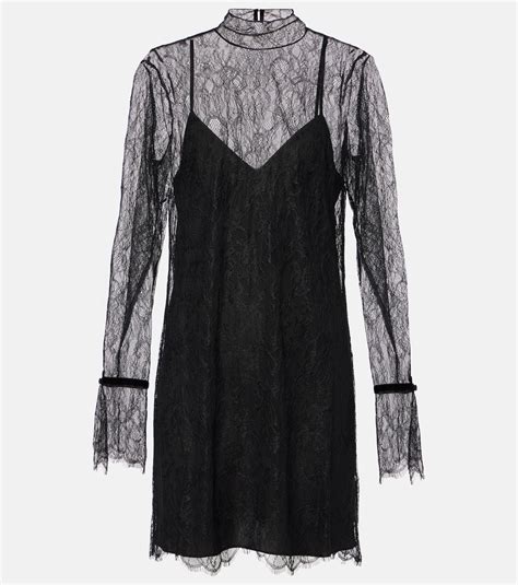 Lace Shift Dress In Black Frame Mytheresa