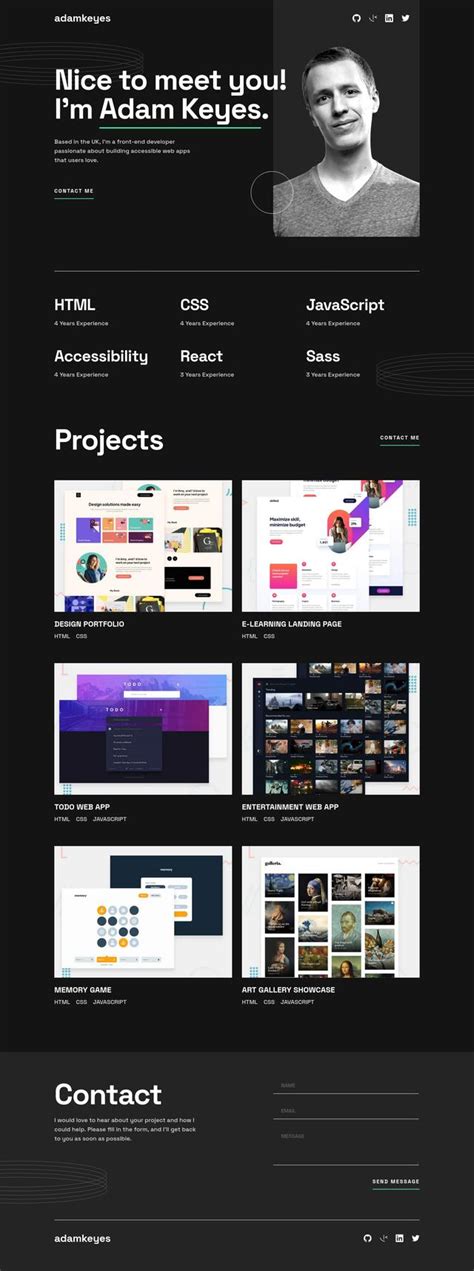 Frontend Mentor Single Page Developer Portfolio Using Html Css And