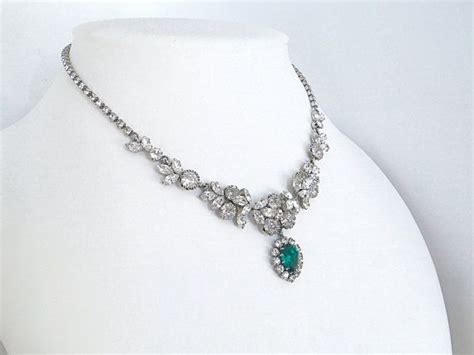 2 Day Oscar Sale Vintage Schoffel Austrian Crystal Diamond Emerald