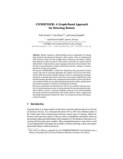 Pdf Condenser A Graph Based Approach For Detecting Botnets