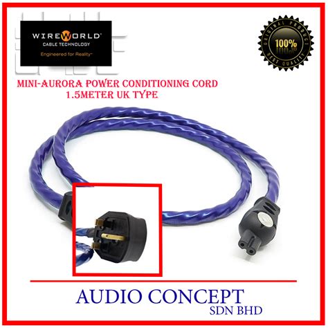 WireWorld Mini Aurora Power Conditioning Cord UK US Type Audio Concept