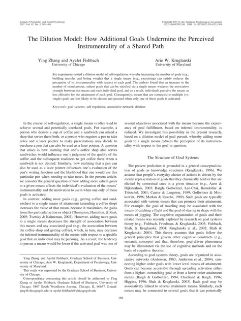 Pdf The Dilution Model How Additional Goals Undermine The Perceived