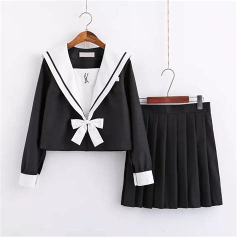 Japanese School Girl Sailor Jk Uniform Wear Costume Tie Shirts Pleated
