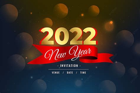 현실적인 황금 스타일의 2022 새해 인사말 카드 템플릿 Psd 다운로드 디자인 자료 다운로드