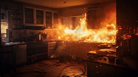 Fire In Kitchen Stock Image Image Of Workshop Meal 324193349