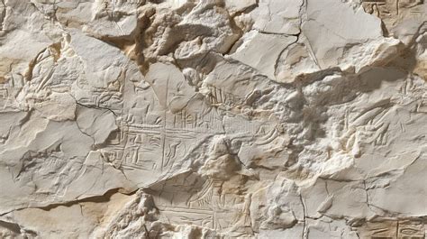 Seamless Fossil Bone Texture With Carved Ancient Glyphs And Mineral