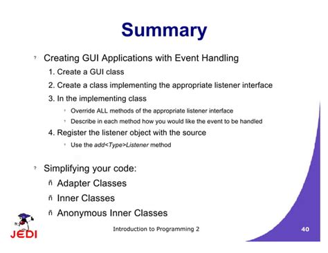 JEDI Slides Intro Chapter GUI Event Handling Pdf Programming Languages Computing