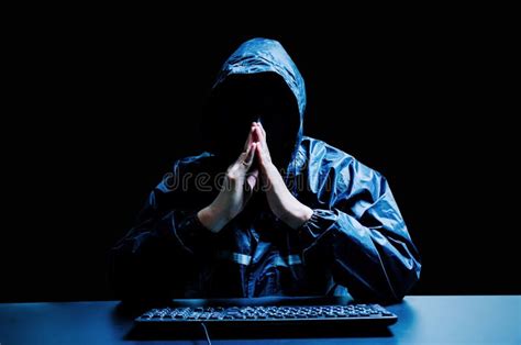 Anonymous Computer Hacker With Hood Stock Image Image Of Espionage