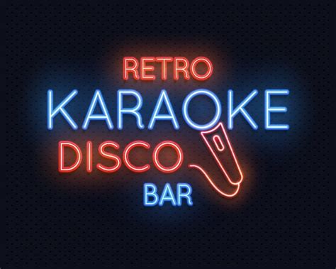 Premium Vector Retro Disco Karaoke Bar Neon Light Sign