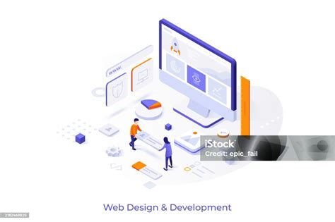 컴퓨터와 사람들이 웹 사이트 인터페이스를 구축하는 개념적 템플릿입니다 웹 디자인 및 개발을 위한 장면 사이트 빌더 온라인 도구 또는 서비스 웹 페이지에 대 한 현대