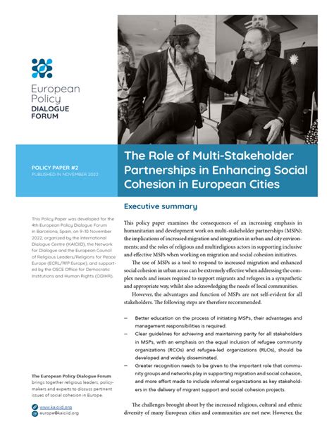The Role Of Multi Stakeholder Partnerships In Enhancing Social Cohesion