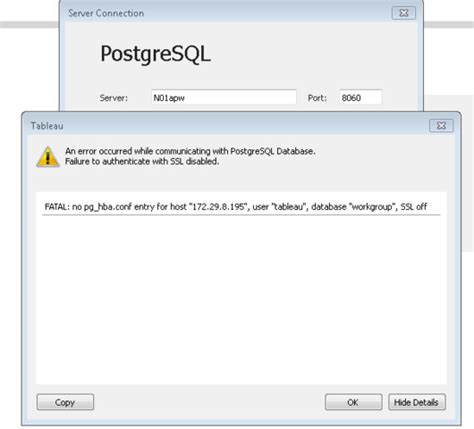 unable to connect tableau metadata tables tableau version 9