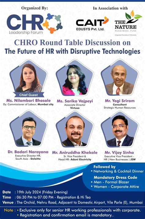 Yogesh Jadhav On Linkedin Chro Round Table Mumbaihr The Future Hr Disruptive Technologies