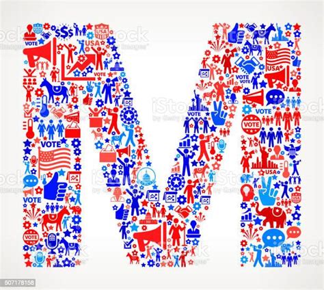 알파벳 M 투표하다 및 선택 미국 국가주의 아이콘크기 패턴 Presidential Debate에 대한 스톡 벡터 아트 및 기타