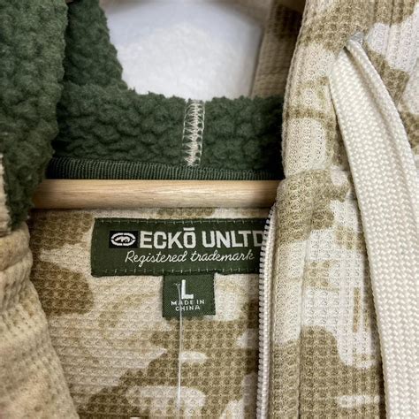 Vintage Ecko Unltd Camo Sherpa Zip Up Hoodie Size Depop