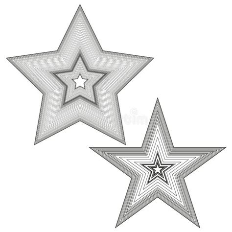 Hypnotic Star Shapes Concentric Layered Lines Geometric Expanding Figures Black And White