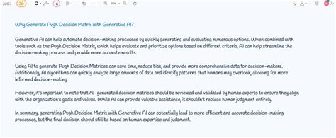 Generate Pugh Decision Matrix With AI Using Jeda Ai S AI Workspace