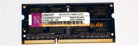 2 GB DDR3 RAM 204-pin SO-DIMM PC3-1333S 'Kingston ACR256X64D3S1333C9 ...