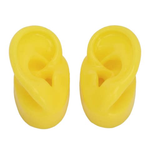 Silicone Ear Model 1 Pair Silicone Ear Human Ear Model Soft Tough Bubble Free Yellow Waterproof