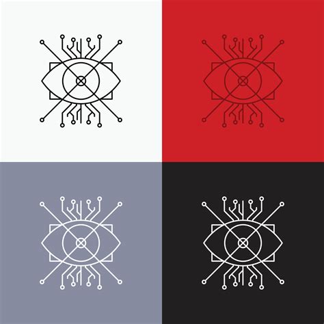 Ar Augmentation Cyber Eye Lens Icon Over Various Background Line Style Design Designed For