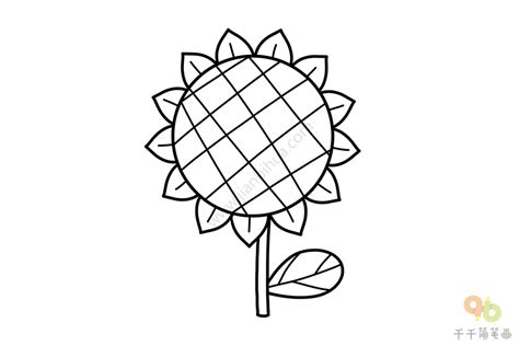 向日葵亲子涂色模板 涂色画简笔画