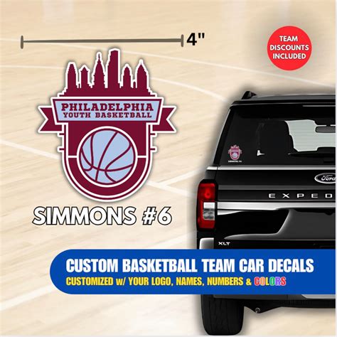 Custom Basketball Team Car Decal Personalized Player Name And Number Etsy