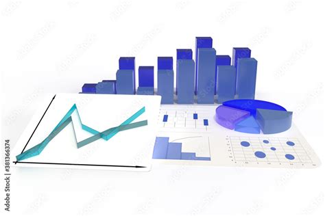 D Illustration Bestehend Aus Linien Balken Und Tortendiagrammen