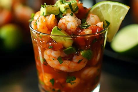 Mexican Shrimp Cocktail Recipe With Delicious Avocado And Lime