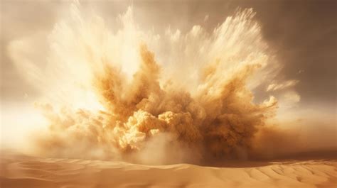 Premium Photo A Huge Explosion Of Dust In The Desert