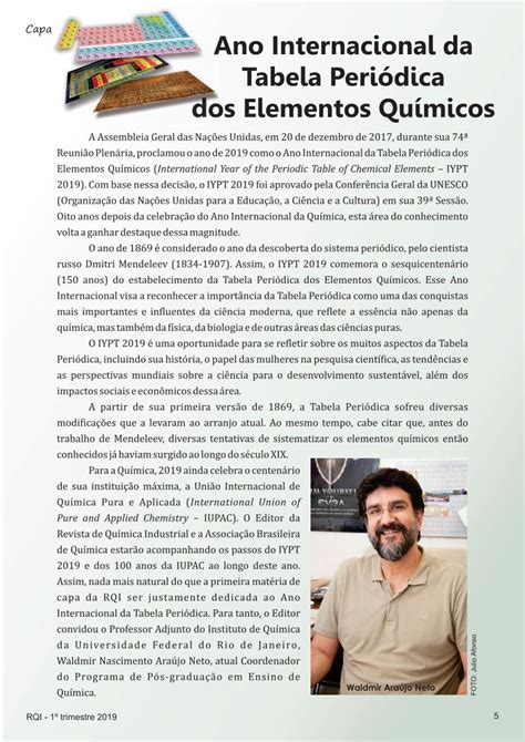 PDF Ano Internacional da Tabela Periódica dos Elementos Químicos
