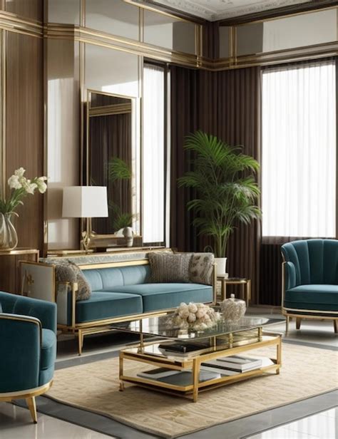 Art Deco Living Room Style Premium AI Generated Image