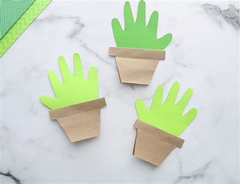 Cactus Handprint Flower Cards Handprint Craft Flower Template