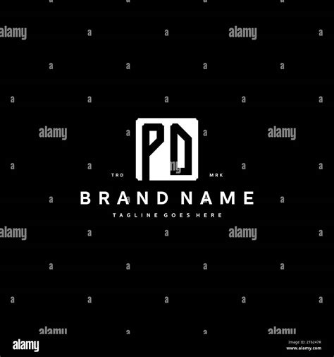 Pd Monogram Logo Initials With Square Rectangular Shape Isolated On