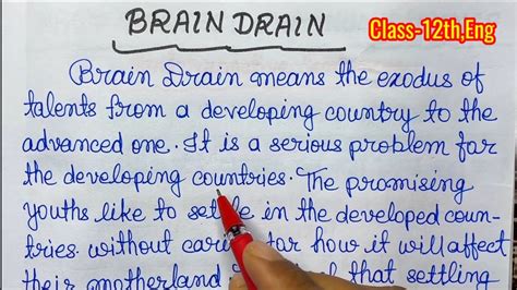 An Essayarticleparagraph On Brain Drainclass 12 Article Writing