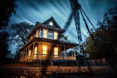 Premium Ai Image An Old Wooden Swing Swaying In The Wind In Front Of