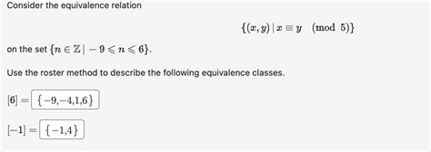 Solved Consider The Equivalence Relation Xy∣x≡ymod5
