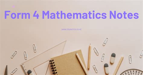 Form 4 Mathematics Notes Edu Notes