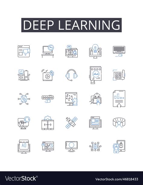 deep learning line icons collection artificial vector image