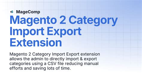 Magento 2 Category Import Export Extension Magecomp