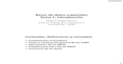 Bases De Datos Espaciales Introducciónpdi Topografia Upm Es M Manso
