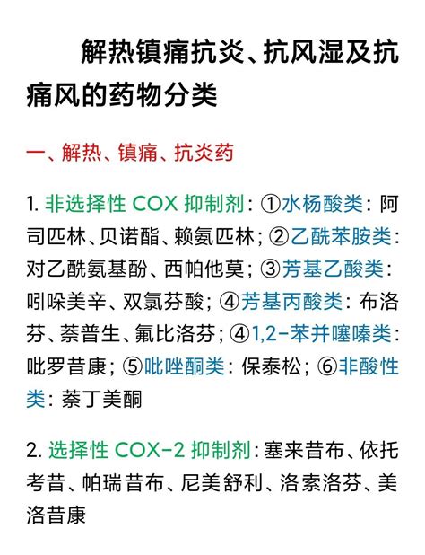 非甾体抗炎药分类及作用详解💊