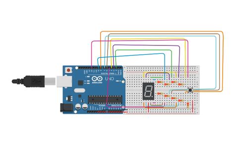 Circuit Design Button 7seg Display Tinkercad