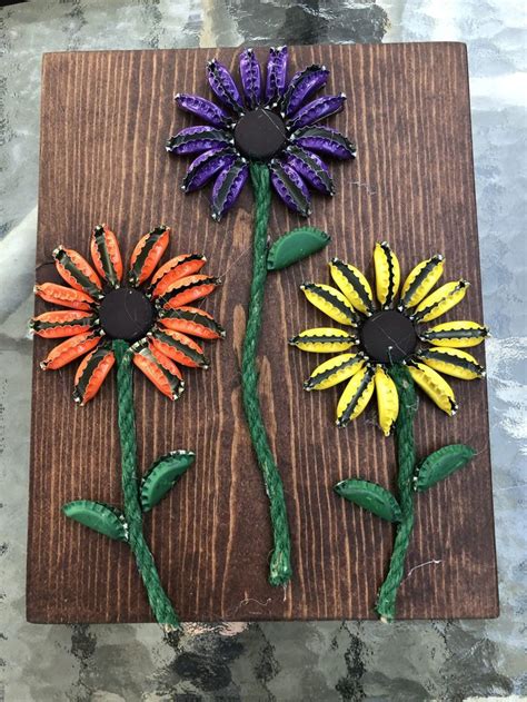 Bottle Cap Sunflower Wall Art