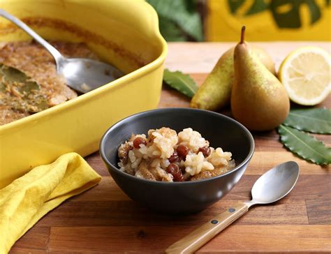 Pear Bay And Raisin Rice Pudding Recipe Abel And Cole