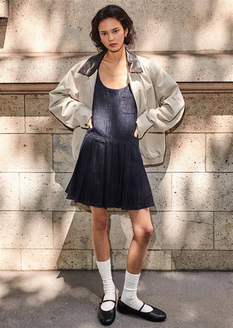 플랙우먼 플리츠 데님 원피스 딥 인디고