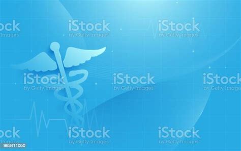 Caduceus 기호 및 파란색 바탕에 기하학적 추상 의술 지팡이에 대한 스톡 벡터 아트 및 기타 이미지 의술 지팡이 배경