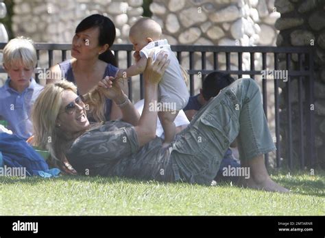 Penny Lancaster Plays With New Born Son Aiden In A Los Angeles Park La