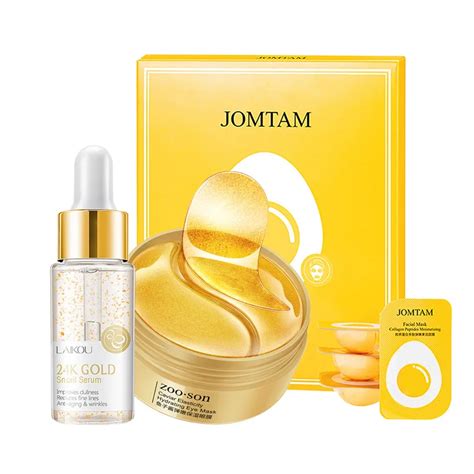 스킨 케어 세트 골드 모이스춰 라이징 크리스탈 콜라겐 아이 마스크 패치 And 24k 골드 달팽이 세럼 And 에그 슬립 마스크 크림 Tslm1트리트먼트 And 마스크