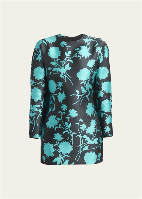 Versace Double Duchesse Floral Print Mini Cocktail Dress Bergdorf Goodman